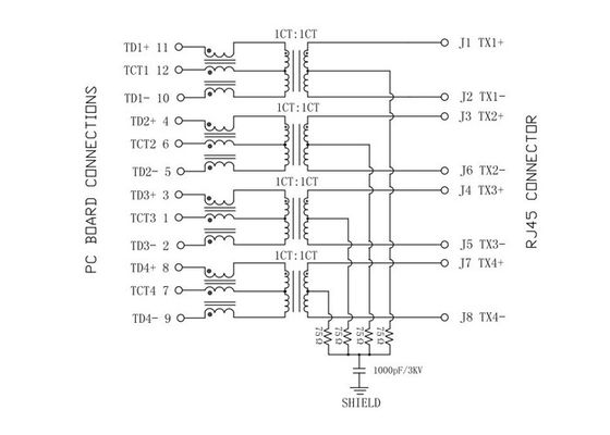 85793-1006 gigabit Jack magnético 1x1 LED 1000base-t Rj45 Pinout ...